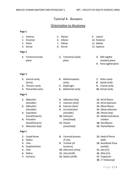tutorial 4 answers orientation to anatomy pdf anatomical terms of