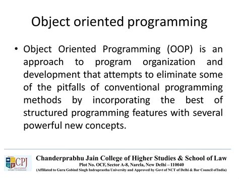 Object Oriented Programming Using Bca 209 Ppt
