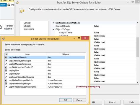 transfer sql server stored procedures in ssis