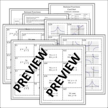 Rational Functions CARD SORT By Hoff Math TPT