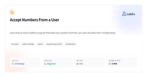 Accept Numbers From A User Labex