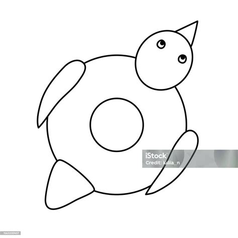 수영풀 바닷가를 위한 오리 팽창식 반지 색칠하기 책을 위한 낙서 작풍 편평한 벡터 개략 0명에 대한 스톡 벡터 아트 및 기타