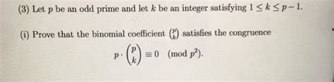 Solved 3 Let P Be An Odd Prime And Let K Be An Integer Chegg Com