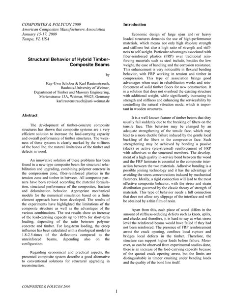 Pdf Structural Behavior Of Hybrid Timber Composite Beams