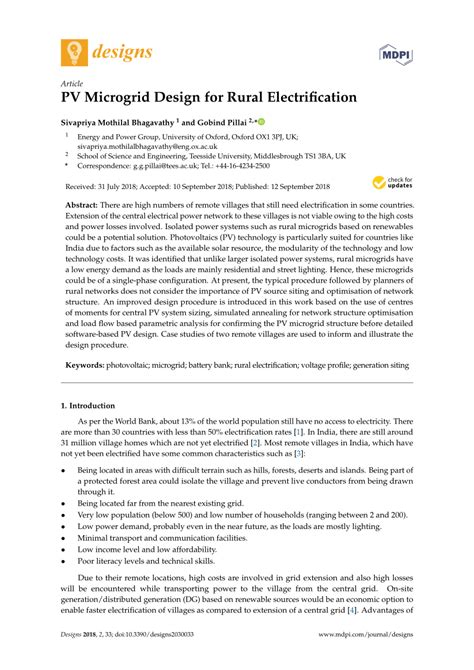 pdf pv microgrid design for rural electrification