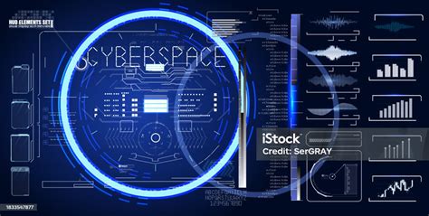 Futuristic Cyberspace Interface Vector Image Featuring Various Data Visualizations Stock