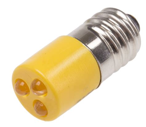 LED Indicator Lamp E10 Yellow Multichip 10mm Dia 24V Ac Dc RS