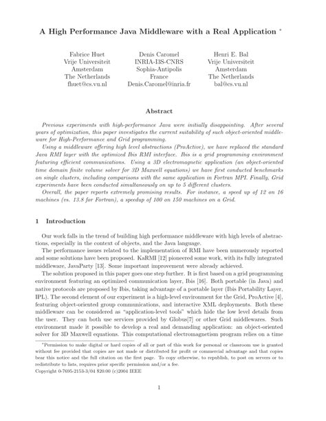 Pdf A High Performance Java Middleware With A Real Application