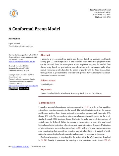 Pdf A Conformal Preon Model