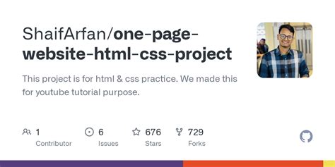 One Page Website Html Css Projectlicense At Master · Shaifarfanone