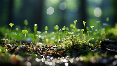 Beautiful Background Of Plant Life Small Grass Fresh Flowers