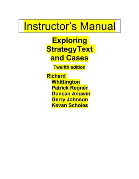 Solution Manual For Exploring Strategy Text And Cases 12th Edition Gerry Johnson Richard