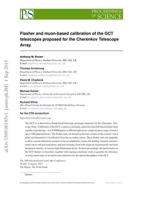 Pdf Flasher And Muon Based Calibration Of The Gct Telescopes Proposed For The Cherenkov