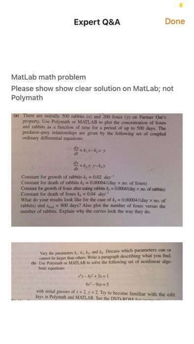 Solved I Want To Solve It In Matlab Directly Through The