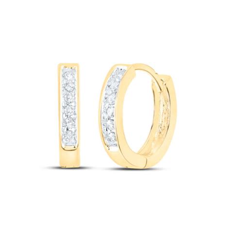 10kt Yellow Gold Womens Round Diamond Hoop Earrings 18 Cttw Ebay