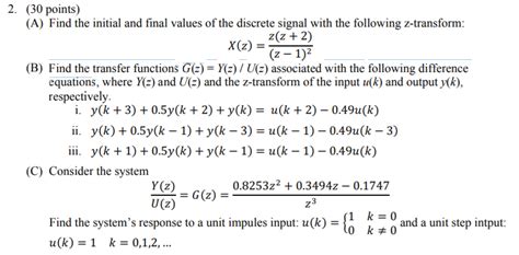 solved a find the initial and final values of the discrete