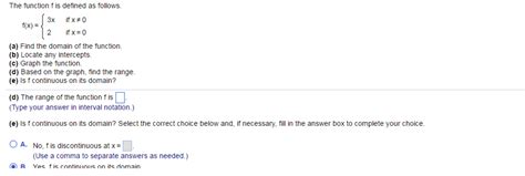 Solved The Function F Is Defined As Follows 3x If X 0 F X Chegg Com