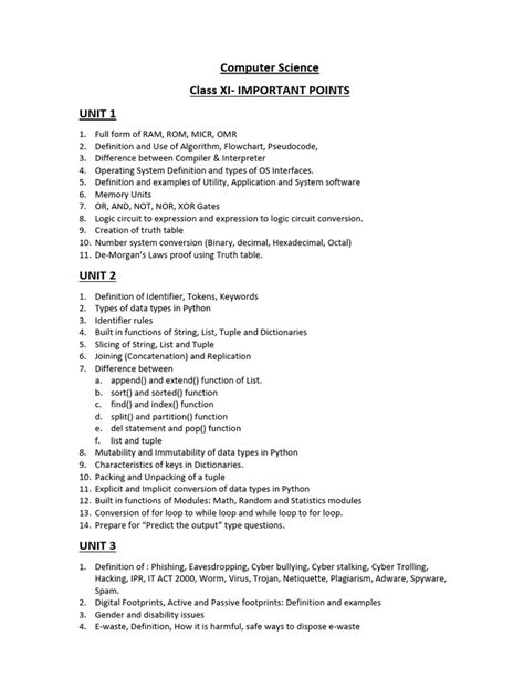 Computer Science Important Points Download Free Pdf String