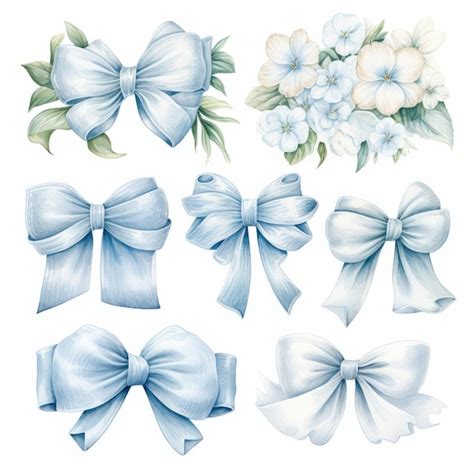 Premium Photo Set Of Blue Bows Isolated On White Background