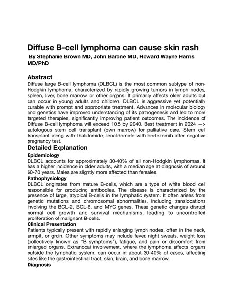 PDF Diffuse B Cell Lymphoma Can Cause Skin Rash