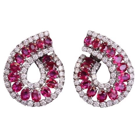 Ruby And Diamond Drop Earrings For Sale At 1stdibs