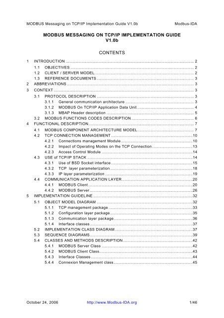 MODBUS Messaging On TCP IP Implementation Guide CARS