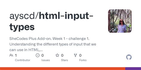 Github Ayscdhtml Input Types Basic Plus Add On Week 1 Challenge 1 Understanding The