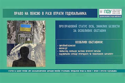 ПРАВО НА ПРАВО Зникнення безвісти за особливих обставин Право на пенсію в разі втрати годувальника