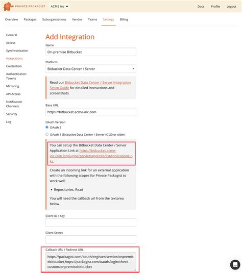 Bitbucket Data Center Server Integration Setup Private Packagist Cloud Private Packagist