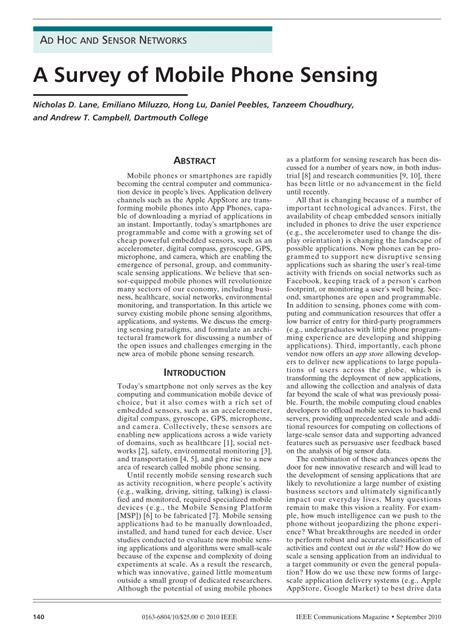 Pdf A Survey Of Mobile Phone Sensing Ieee Commun Mag