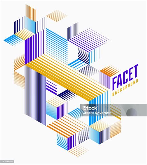 라인 디자인 3d 큐브와 삼각형 추상 배경 다각형 낮은 폴리 등각 투영 스타일 템플릿 스트라이프 그래픽 요소가 격리되었습니다 포스터 또는 배너 표지 또는 광고용 템플릿입니다