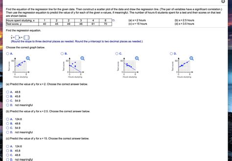 Solved Find The Equation Of The Regression Line For The