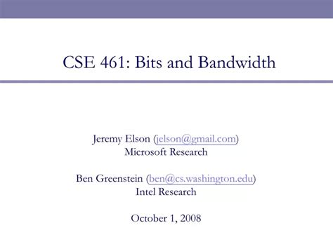 Ppt Cse 461 Bits And Bandwidth Powerpoint Presentation Free