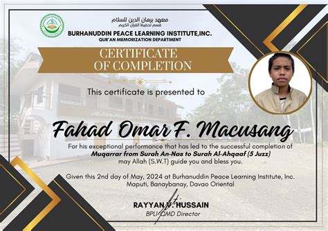 Shawwal 23 1445h Burhanuddin Peace Learning Institute