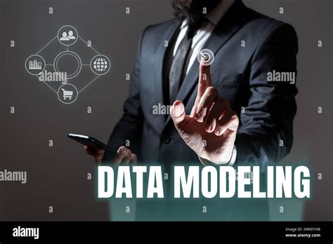 Hand Writing Sign Data Modeling Word Written On Process Of