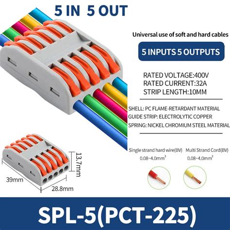 1 in multiple out push in electrical wire connecto grandado