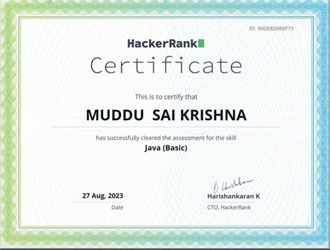 Saikrishna Muddu On Linkedin Hackerrank Javadeveloper Java Javaprogramming