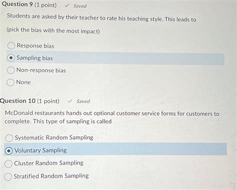 Solved Question 9 (1 ﻿point) ﻿SavedStudents are asked by | Chegg.com