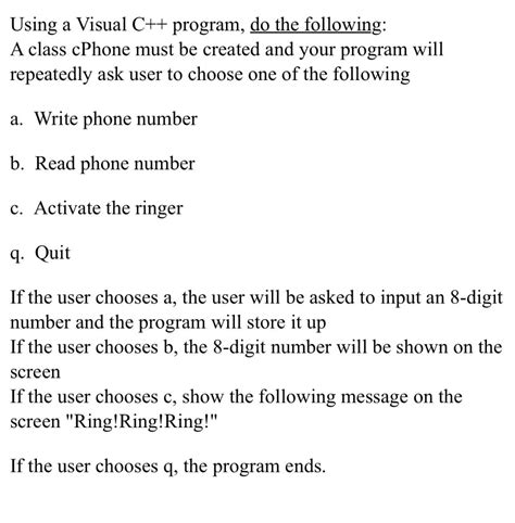 Solved Using A Visual C Program Do The Following A Class