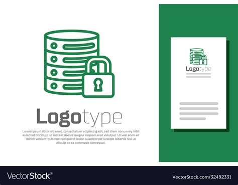 Green Line Server Security With Closed Padlock Vector Image