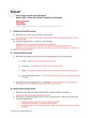 Microscope Cell LR MMorgan Doc BioLab3 Microscope And The Cell Lab Report Name Date Course And