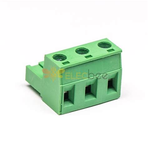 Elecbee Plug In Screw Pcb Terminal Block 3pin Socket Right Angled Green