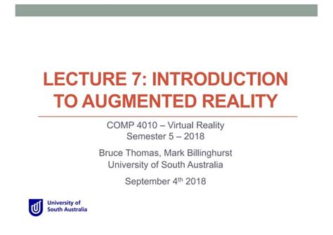 Comp 4010 Lecture 7 Introduction To Augmented Reality Ppt