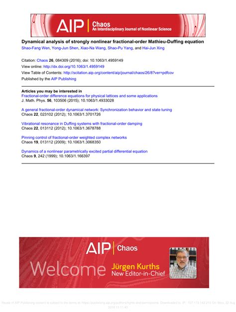 Pdf Dynamical Analysis Of Strongly Nonlinear Fractional Order Mathieu