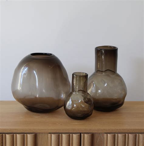 Smoked Glass Bunch Vase Large Faithful Roots