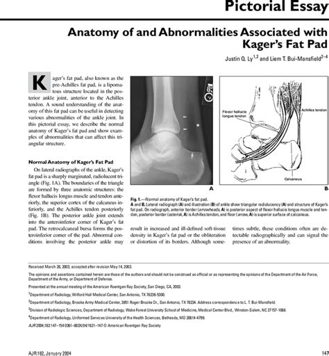 Anatomy Of And Abnormalities Associated With Kagers Fat Pad Ajr