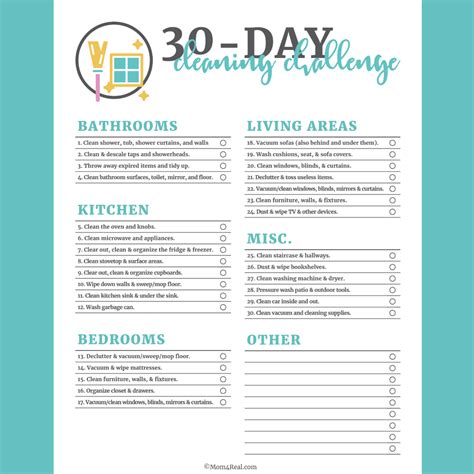 30 Day Cleaning And Organizing Challenge With Printable Checklist Mom 4 Real