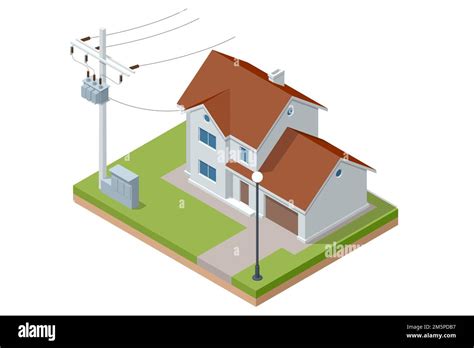 Isometric Transformer Electric Energy Factory Distribution Chain