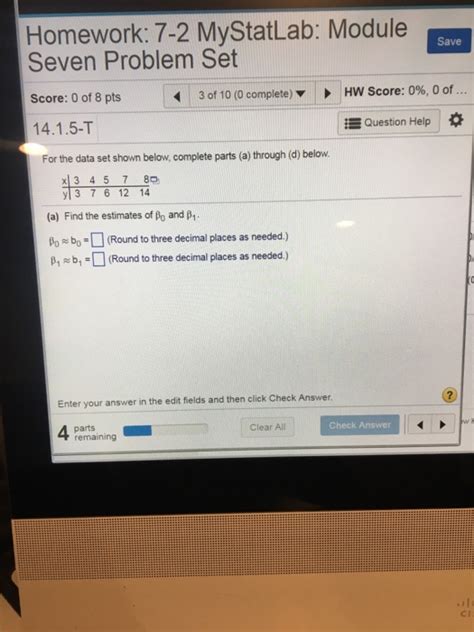 solved homework 7 2 mystatlab module save seven problem