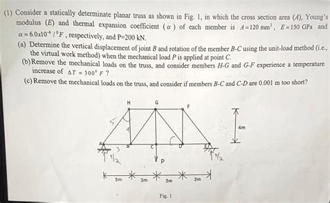 Solved 1 Consider A Statically Determinate Planar Truss As